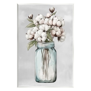 Stupell Cotton Flower Sprigs Farmhouse Jar Wall Plaque Art by Ziwei Li ...