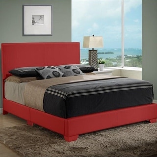 Modern Faux Leather Upholstered Queen Bed in Dark Red - Bed Bath ...