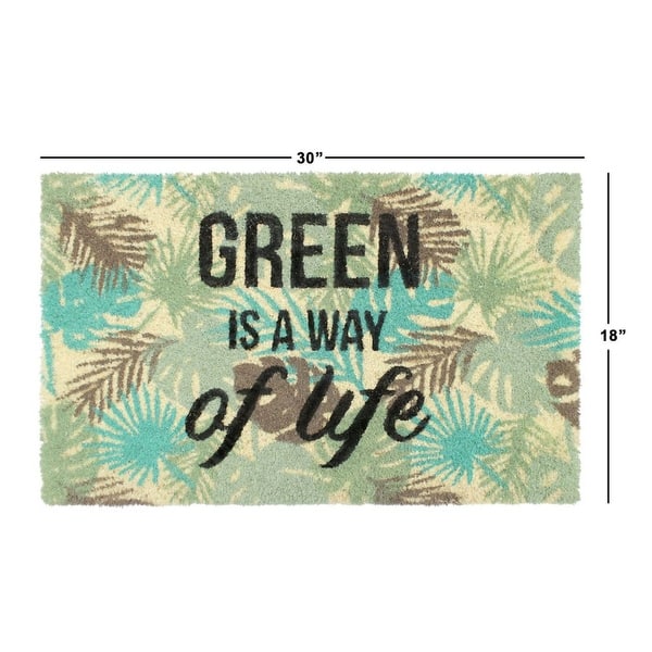 RugSmith Green Machine Tufted Green Way of Life Coir Doormat, 18" x 30 ...