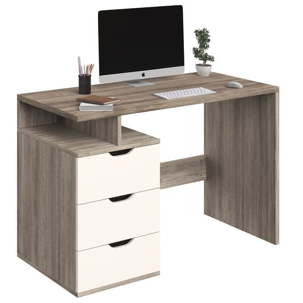Lavish Home Computer Desk with 3-Drawers, White - Bed Bath & Beyond ...