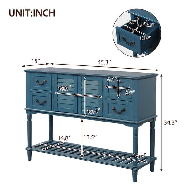 Antique Navy Console Table with Shutter doors and 4 Drawers - Bed Bath ...
