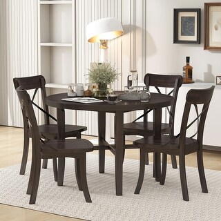 5-Piece Classic Round Dining Table Set for Kitchen,Dining Room and ...