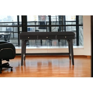 HomeRoots 52" Black Solid Manufactured Wood Writing Desk with Three ...
