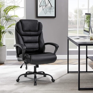 Movable Office Chair Swivel PU Leather High Back Office chair with ...