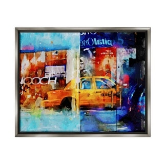Stupell Modern Taxi Collage Framed Floater Canvas Wall Art Design by ...