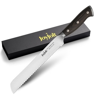 JoyJolt 8-in Bread Knife High Carbon Steel Kitchen Knife with Serrated ...