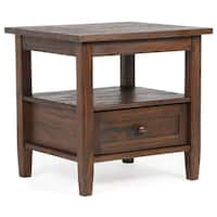 Solid Wood 20 inch Wide Rectangle Rustic End Table with Storage, 1 ...