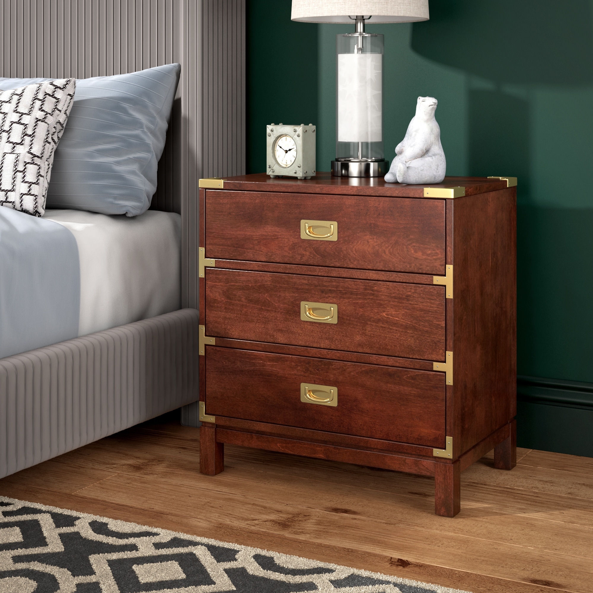Valoria 3 Drawer Gold Accent Nightstand On Sale Bed Bath Beyond 40244922