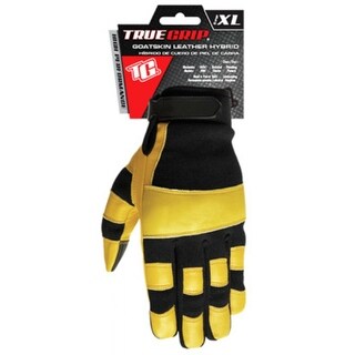 True Grip 9914-23 Premium Leather Hybrid Gloves, XL, Grain Goatskin ...
