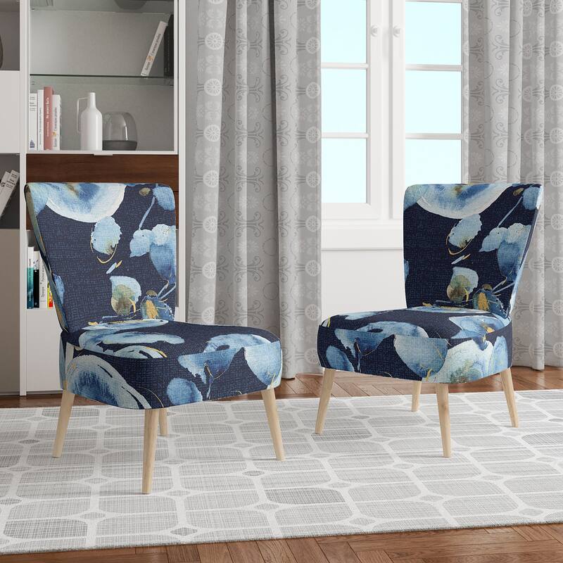 Designart "Indigold Flower Pattern" Upholstered Floral Accent Chair ...
