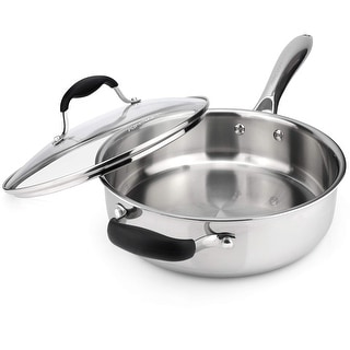 18/10 Tri-Ply Stainless Steel Saute Pan with Lid,Induction Pan ...