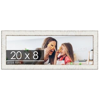 20x8 White Rustic Birch Wood Picture Frame with UV Acrylic, Foam Board ...