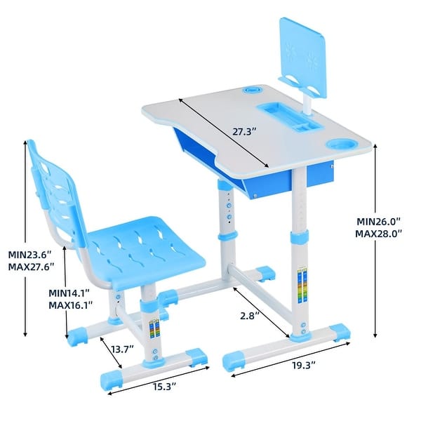 Height Adjustable Children Study Desk Table and Chair Drawing Set ...