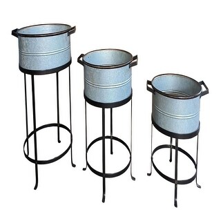 VIP Metal 22.25 in. Multicolor Planter Tray on Base with Drainage Plug ...