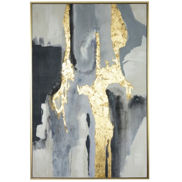 Harp & Finial Revolution Gold Hand Painted Abstract Framed Canvas Art ...