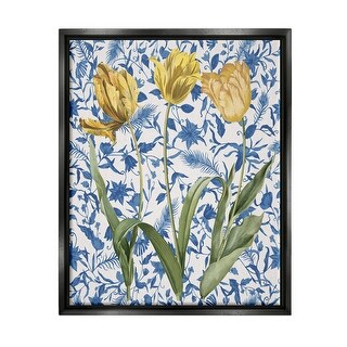Stupell Three Tulips on Toile Framed Floater Canvas Wall Art Design by ...
