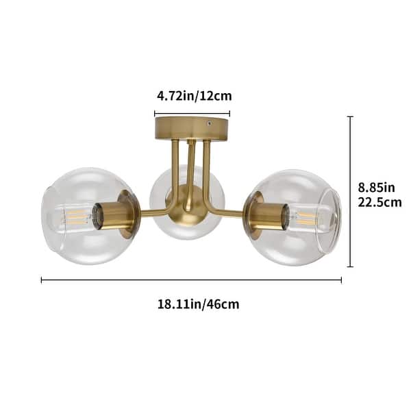 Starsky 3-light 18in Modern Sputnik Ceiling Light Globe Glass Bubble ...