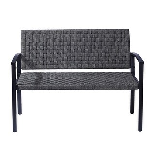 Chelsea Outdoor Rope, Bench Metal Frame & Armrest Patio Bench - Bed ...