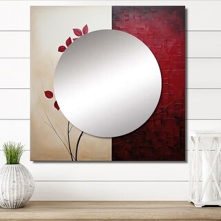 Designart "Bordeaux Bold Leaf I" Leaves Wall Mirror - Floral Large ...