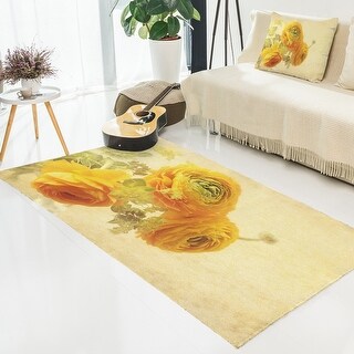 Designart 'Bunch of Yellow Ranunculus Flowers' Floral Area Rug - Bed ...