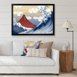Designart "Vintage Traditional Japanese Wave And Mountain" Traditional ...