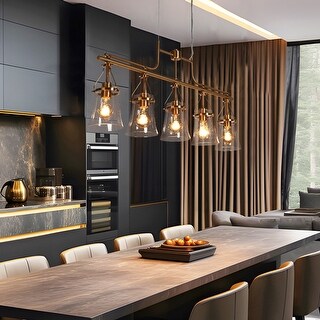 Haye Modern Brass 5-Light Chandelier Kitchen Island Lights for Dining ...