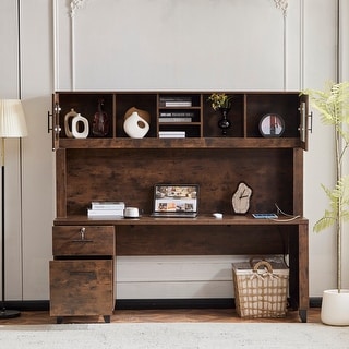 Modern Rustic Computer Desk with Storage Hutch - Bed Bath & Beyond ...