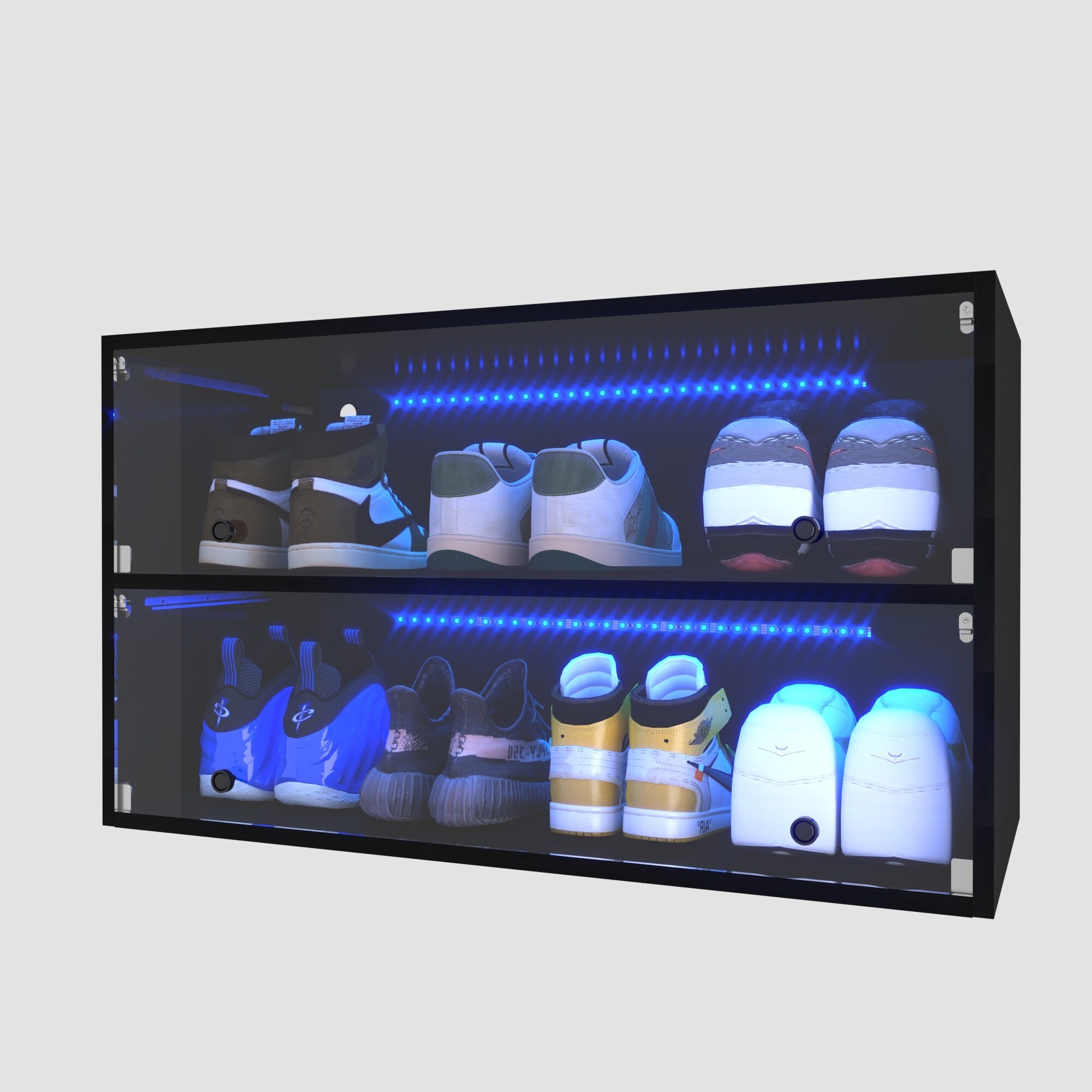 Shoe Box Holaki , 3-Tier Wooden With RGB Led Light Shoe Organizer ...