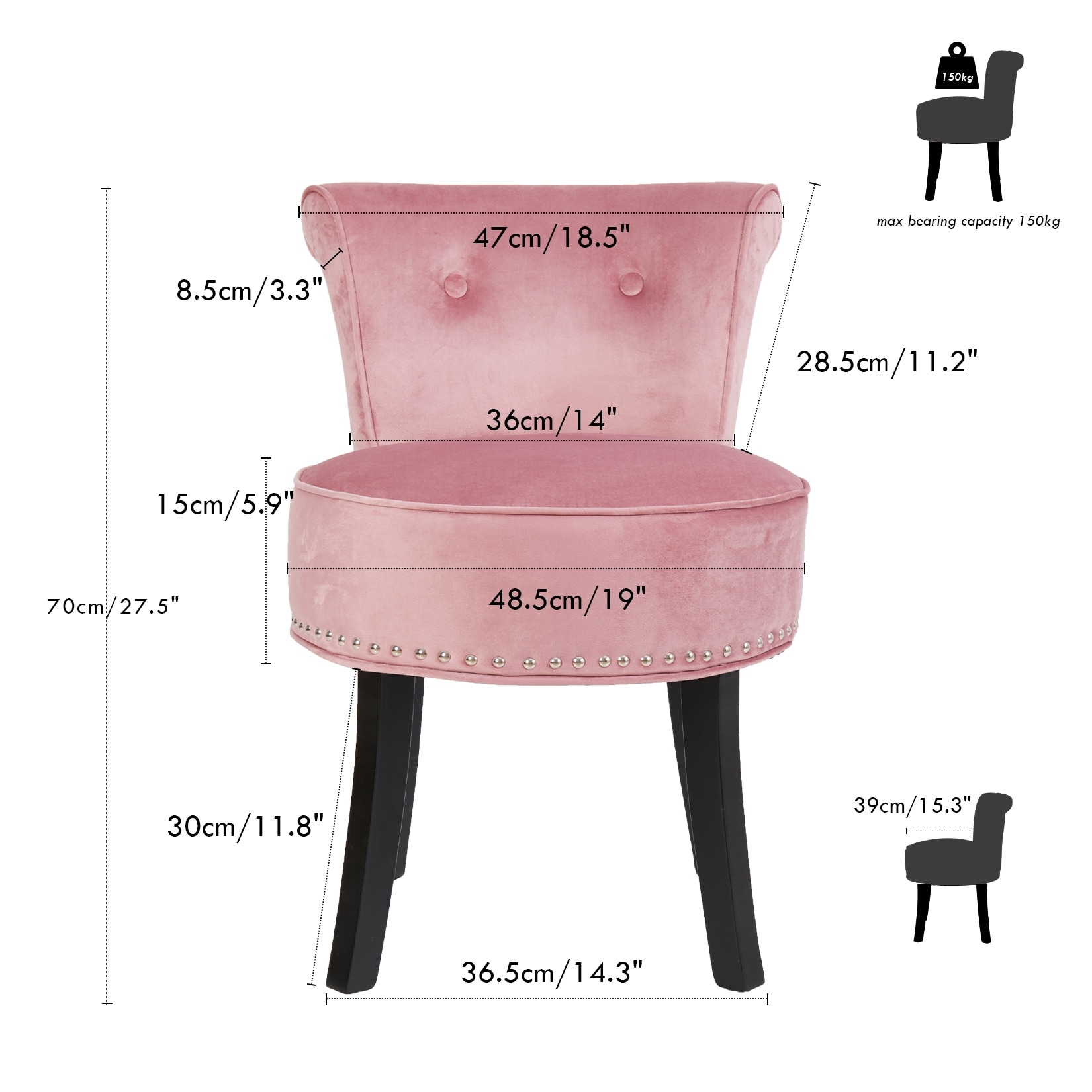 vanity stool dimensions
