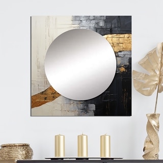 Designart "Gray Gold Minimalism Poteries" Abstract Spirals Wall Mirror ...