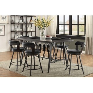 Karee Brown Black Faux Leather Dining Room Set - Bed Bath & Beyond ...