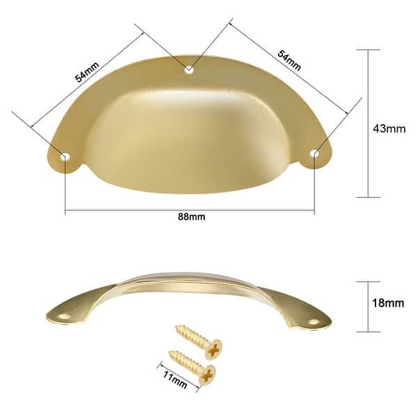 Cup Drawer Pull Kitchen Cabinet Handles 88mm Hole Centers 4pcs - Gold ...