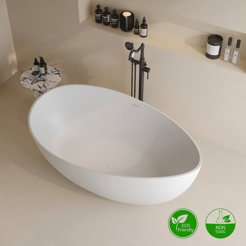 63" Oval Shaped Stone Resin Freestanding Tubs, Solid Surface Matte ...