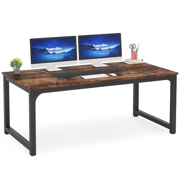 70.87" Large Computer Office Desk, Conference Table Rustic Brown - Bed ...