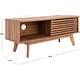 TV Stand for 55" Flatscreen - Walnut Brown, Sliding Door, Open Shelves ...