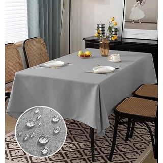 Grey PEVA Vinyl Tablecloth With Flannel Backing Table Cover Waterproof ...