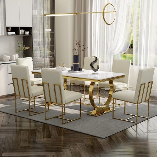 gold dining room table set