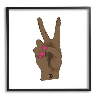 Stupell African American Woman's Hand Peace Sign Pink Nails Framed Wall ...