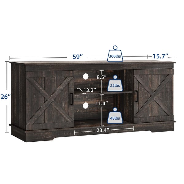 Farmhouse TV Stand for 65 Inch TV Media Console Entertainment Center Rustic Barn Doors - Bed ...