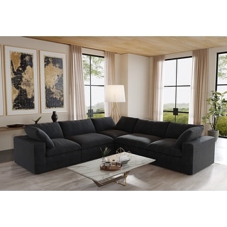 Living Room Sofa V-shaped Linen Modular Sofa Multiple Cushions Corner ...