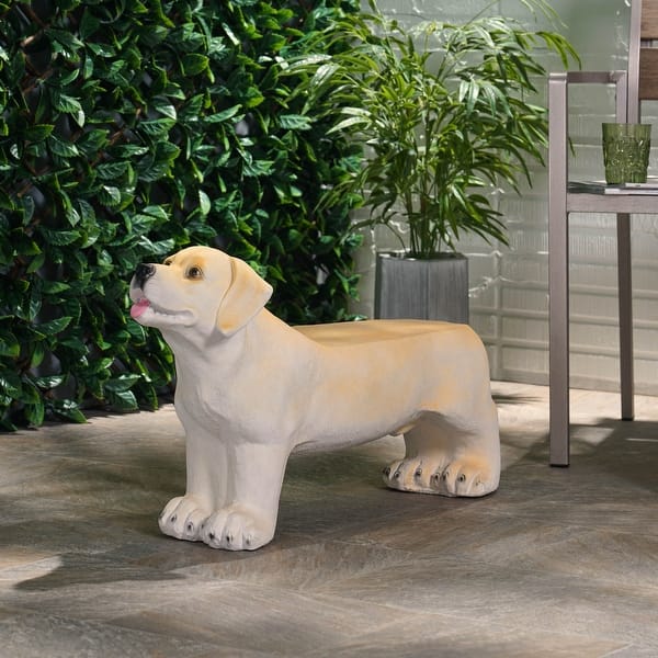 Wendall Outdoor Cast Stone Outdoor Labrador Dog Garden Bench by ...