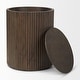 Terra Dark Brown Solid Wood Fluted Round Side Table - Bed Bath & Beyond ...