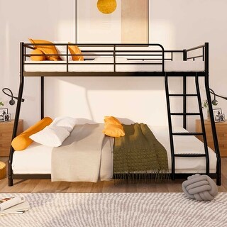 Metal Bunk Bed with Comfortable Rungs, Steel Bedframe, Twin over Full ...