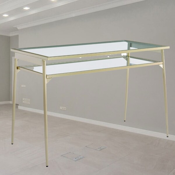 Two tier glass desk store