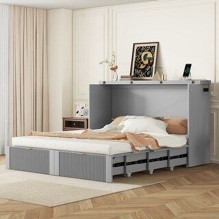Queen Size Murphy Wall Bed Frame with drawer and a set of Sockets & USB ...
