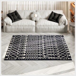 Totti Loops Navy/Cream 5x7 Southwestern Rug - 5'X7' Rectangular - 5'X7 ...