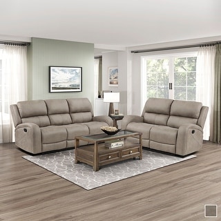 Mabel 2-Piece Polished Microfiber Manual Reclining Sofa Set - Bed Bath & Beyond - 39615536