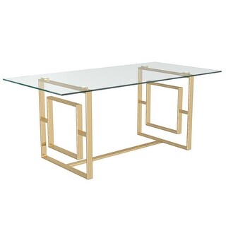 Contemporary Metal and Glass Rectangular Dining Table - Gold - Bed Bath & Beyond - 39382820