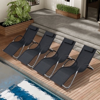 Outdoor Patio Lounger Chaise Lounges Curved Sunbathing Pool Recliner ...