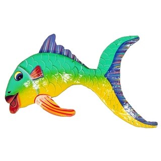 Hand Crafted Tropical Fish Big Tail Haitian Metal Blue Fin - Bed Bath ...